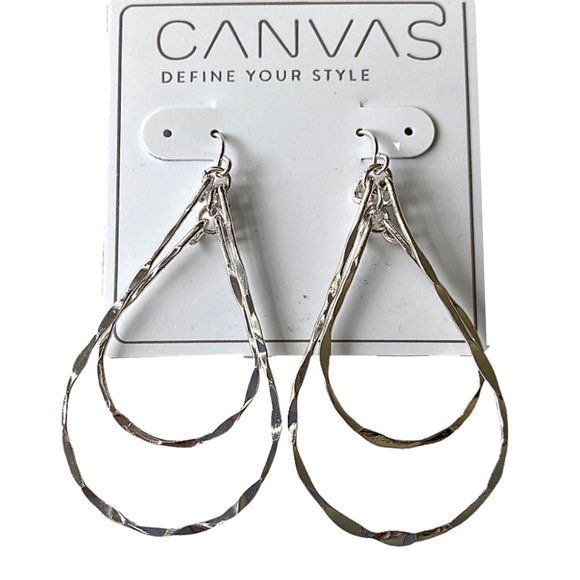 Bella Canvas | Jewelry | Canvas Silver Double Hoop Earrings | Poshmark